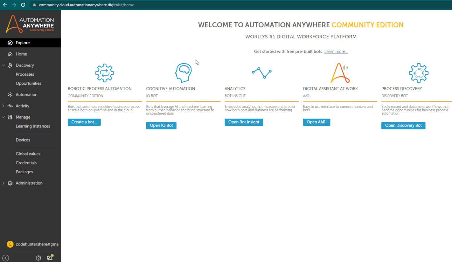 Setup environment to use Automation Anywhere A360 Community Edition ...